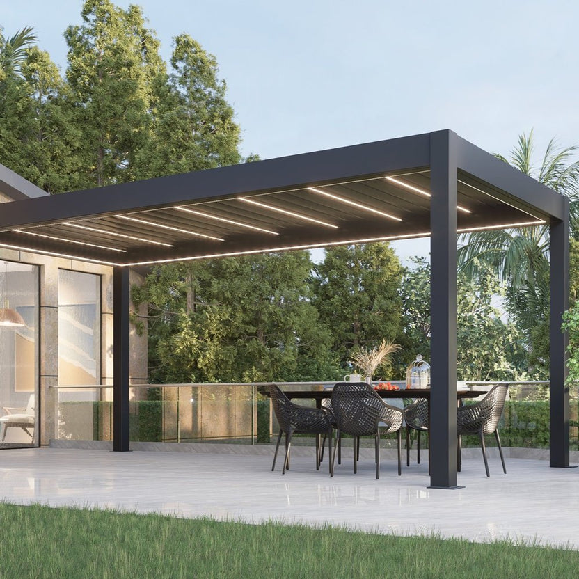 Weatherproof Pergola - Motorized with LED Louver Lighting
